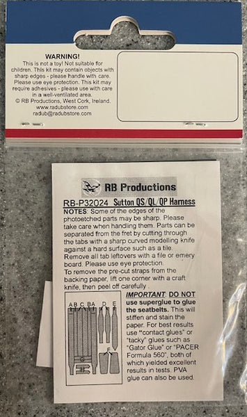 RB Productions 1/32 scale Sutton QS/QL/QP Harness for British A/C - RB ...