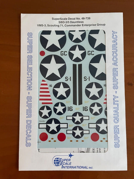 1:48 SuperScale Decals #48-739 SBD -3/5 Dauntless Accurate Miniatures ...