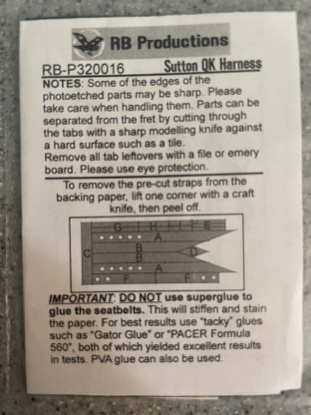 RB Productions 1/32 scale Sutton QK Harness for British Aircraft - RB ...