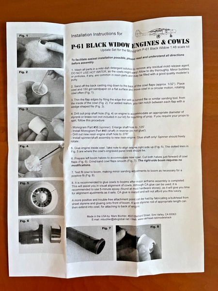 1:48 Monogram P-61 Black Widow Engines & Cowls correction set by Mark ...