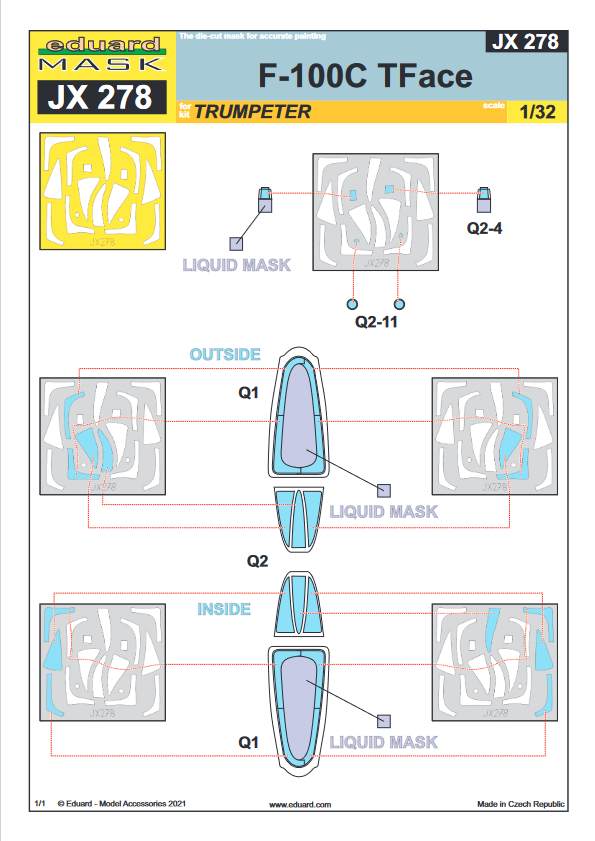Eduard 1/32 Scale paint mask for F-100C TFace for Trumpeter - JX278 – Victory Models