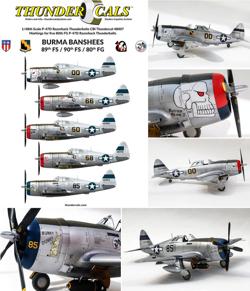 ThunderCals 1/48 Scale decals 48-007 - P-47D Razorback Thunderbolts BU ...