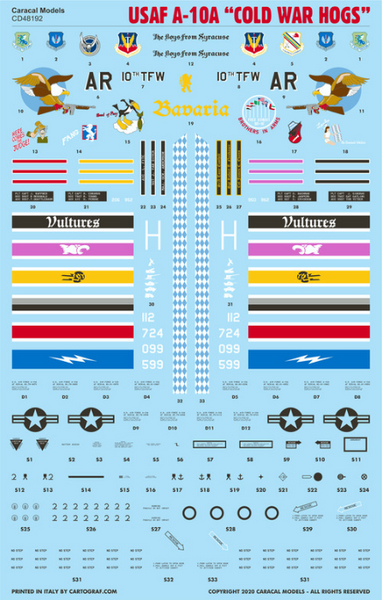 Caracal 1/48 decals CD48192 - A-10A "Cold War Hogs" – Victory Models