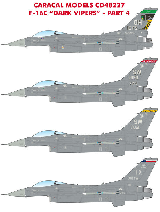 Caracal 1/48 decals for F-16C Dark Vipers 4 - CD48227 – Victory Models