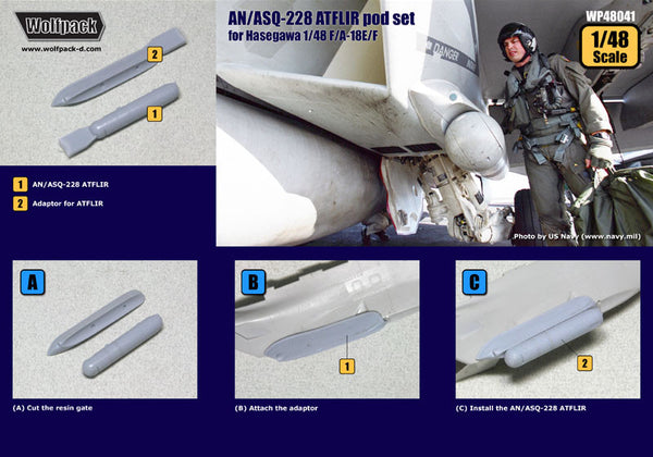 Wolfpack 1/48 AN/ASQ-228 ATFLIR pod set set Hasegawa Super Hornet WP48 ...